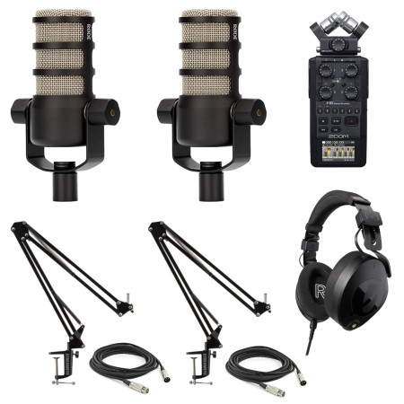 RODE PodMic 2-Person Podcasting Microphone Kit with 2 Tabletop Stands ...